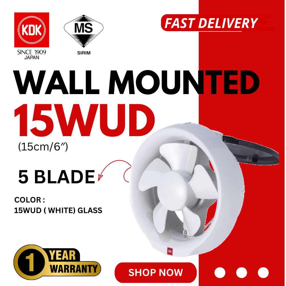 KDK WALL/GLASS MOUNTED VENTILATING FAN (15cm/6") 15WUD KIPAS EXHAUST ...