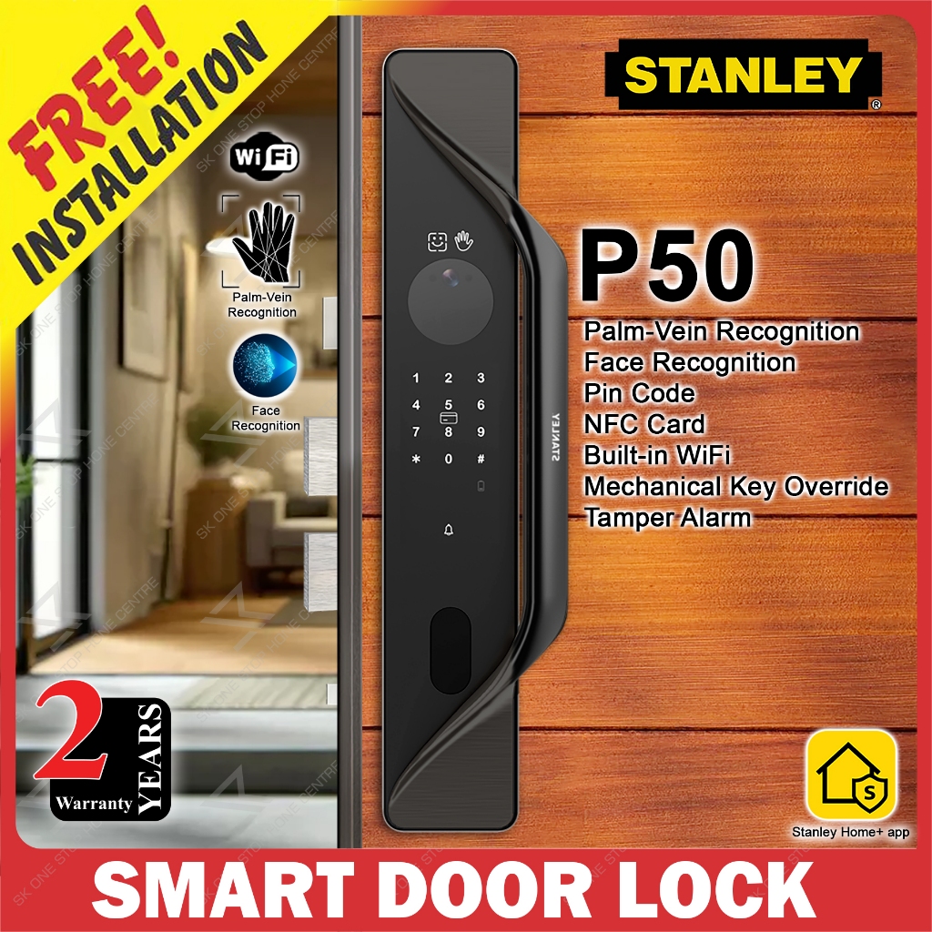 STANLEY P50 PALM-VEIN Smart Door Lock BLACK (palm-vein recognition ...