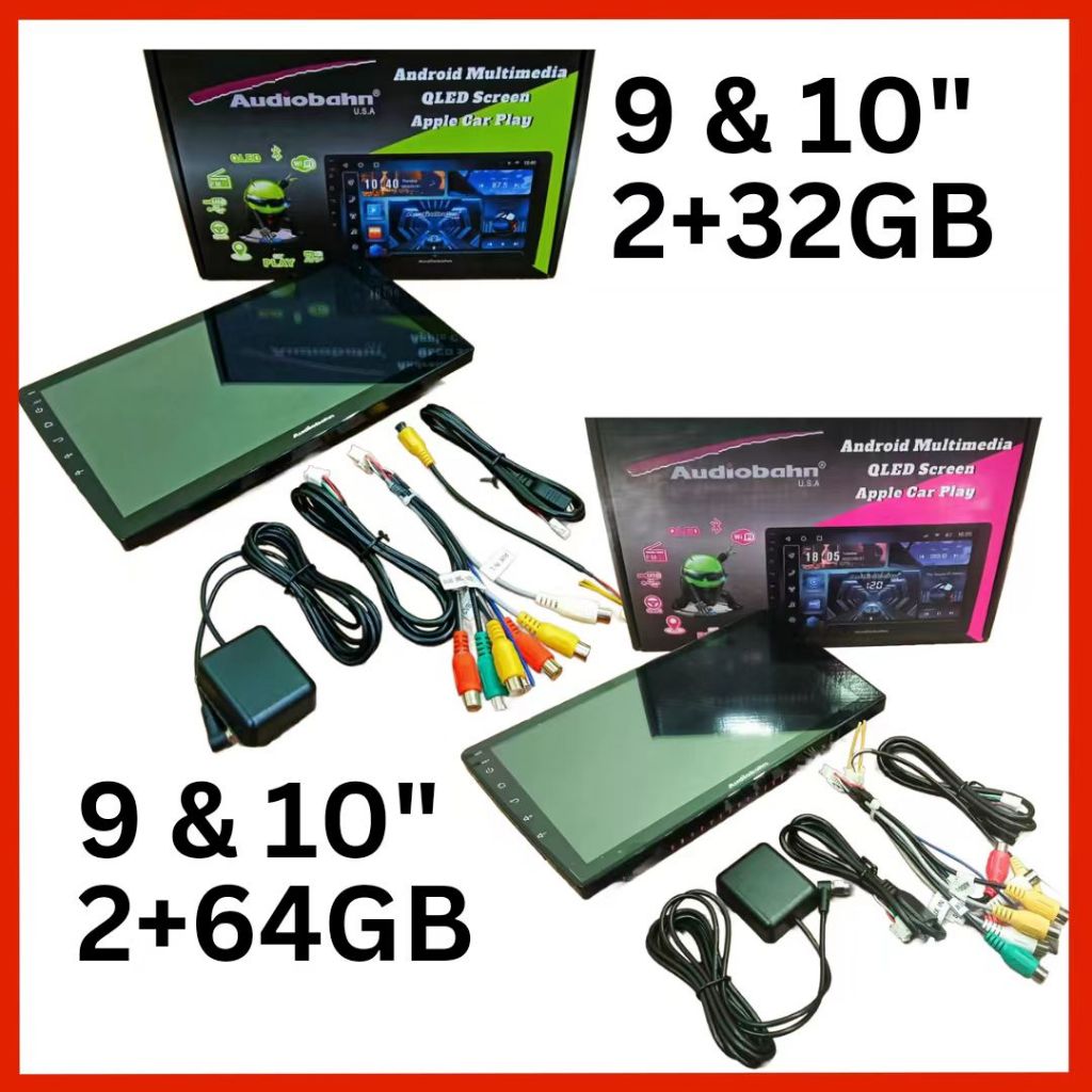 Audiobahn AB200HD/ABT100HD Car Android Player 9 Inch & 10 Inch Screen 2 + 32 & 64GB ROM/QLED/CP ...