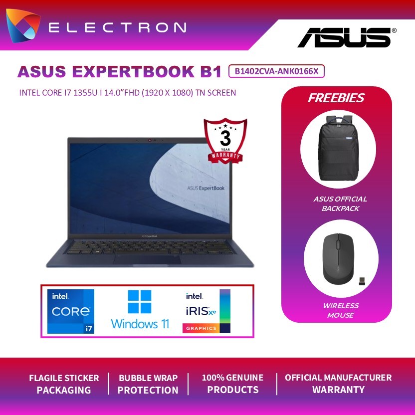 Asus ExpertBook B1 B1402CV-ANK0166X 14'' FHD Laptop Star Black(I7-1355U ...