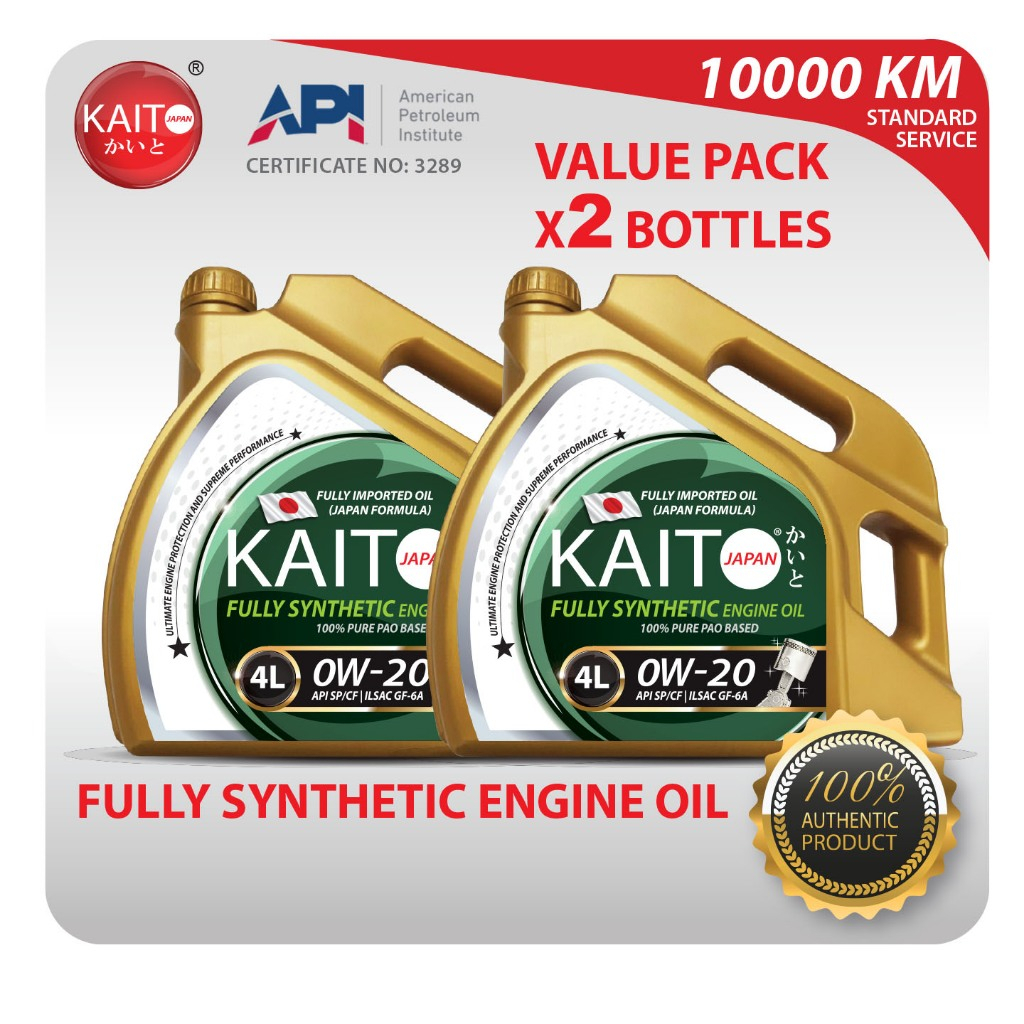 KAITO JAPAN 0W-20 PAO Fully Synthetic Engine Oil SP CF 4Lx2 Bottles ...