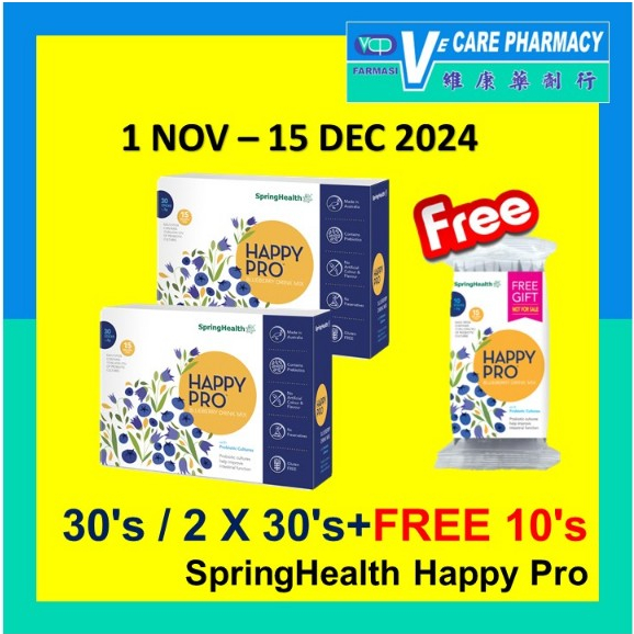 [FREE SHIPPING] SpringHealth Happy Pro (Probiotic 15B CFU) 30's (Exp ...