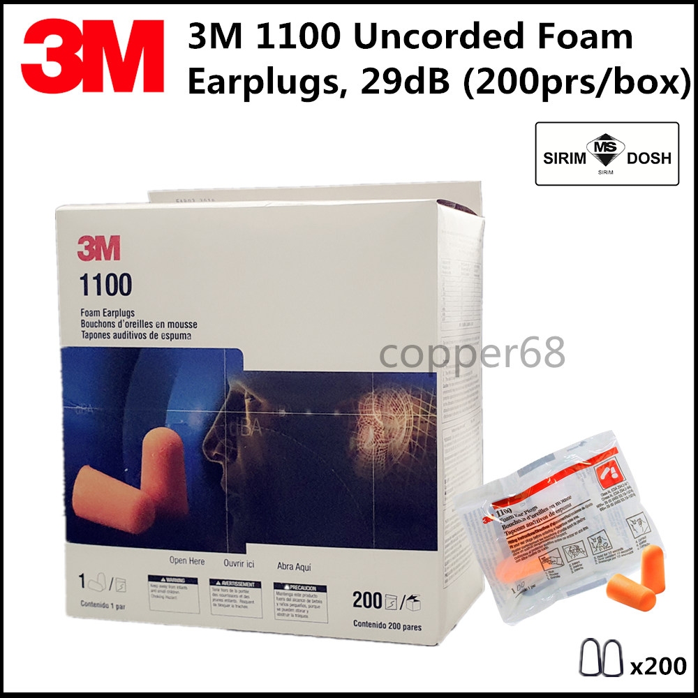 【Genuine】 3M™ 1100 DOSH SIRIM Uncorded Soft Foam Earplug Nrr29Db ...