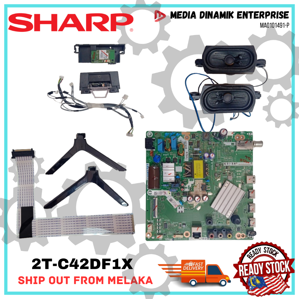 SHARP 2T-C42DF1X ORIGINAL USED MAINBOARD SPEAKER STAND LVDS WIFI+IR ...