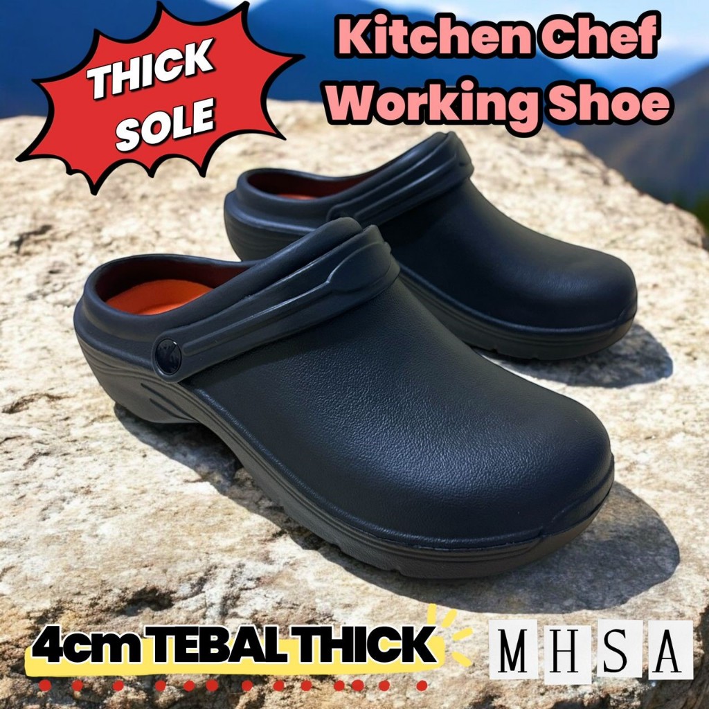 CHEF KITCHEN Men Clog Working Comfort Sandal Slipper Shoe Lelaki Kerja ...