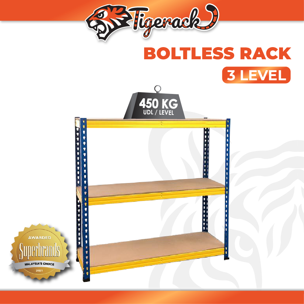 [FREE SHIPPING] TIGERACK Boltless Rack 3 Level Shelf Rack Rak Besi ...