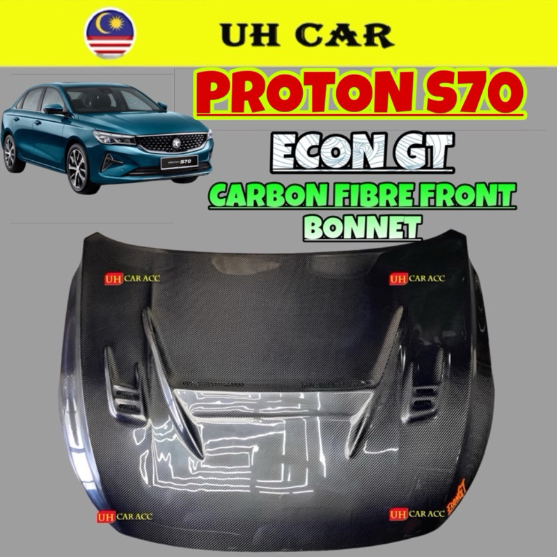 (ECON GT) Proton S70 Front Carbon Fibre Bonnet Bonet Hood | Shopee Malaysia