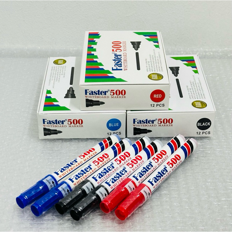 FASTER 500 WHITEBOARD MARKER PEN 12PCS/BOX_RED MARKER / BLUE MARKER ...