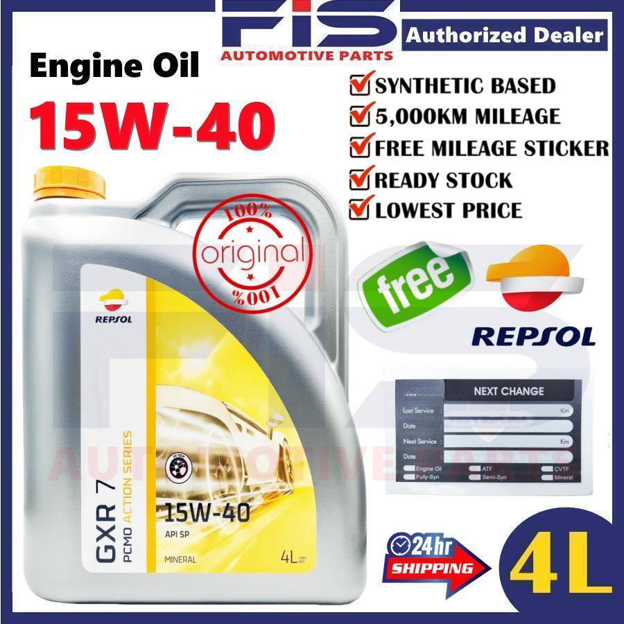 FIS Original Repsol Engine Oil 15W40 4Liter API SP Synthetic Oil Minyak ...