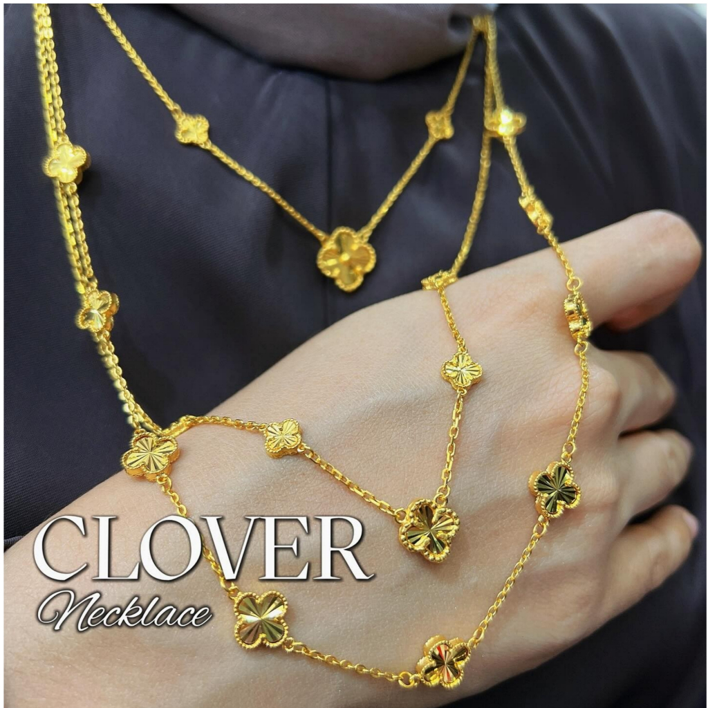 💋 COP 916 PERSIS ORI 💋 EMAS KOREA RANTAI LEHER CLOVER ( NECKLACE ) 💋 | Shopee Malaysia
