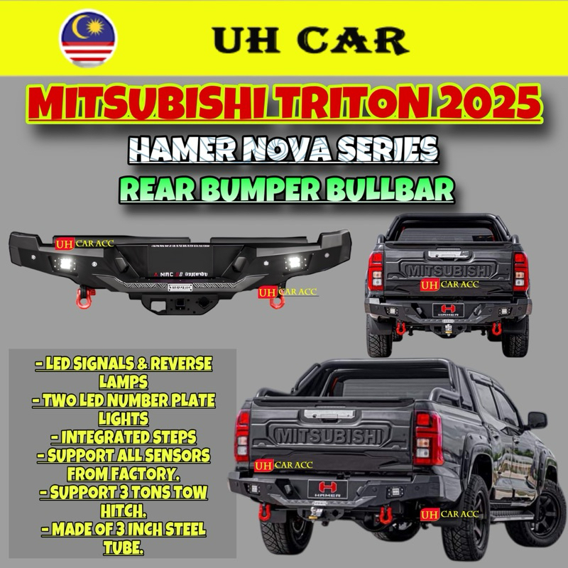 (HAMER NOVA SERIES) Mitsubishi Triton 2025 Rear Bumper Bull Bar Bullbar ...