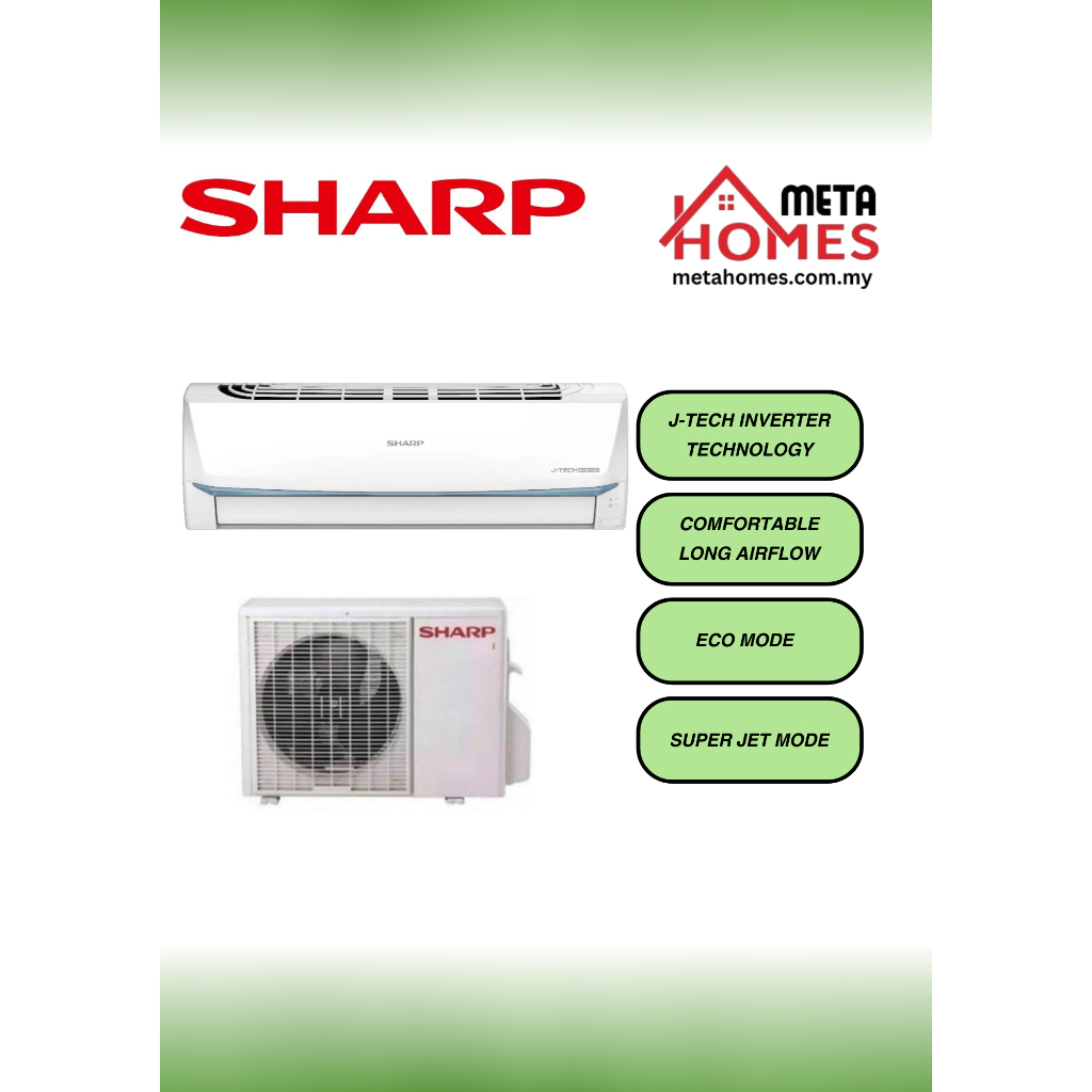 Sharp 1.0HP J- Tech Inverter Air Conditioner AHX10BED | Shopee Malaysia