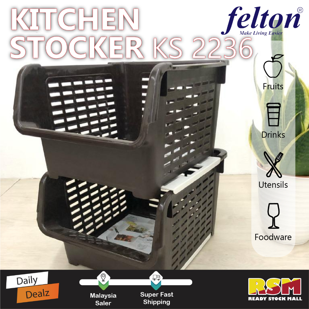 READY STOCK ‼️ FELTON Kitchen Stocker KS 2236 1 Layer Stackable Storage ...