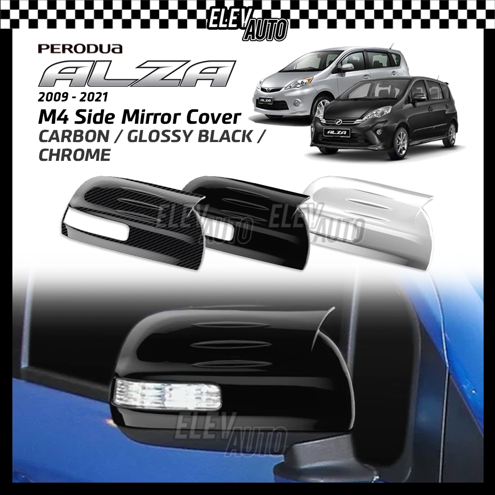 Perodua Alza 2009 - 2021 M4 Side Mirror Cover Carbon Chrome Black ...