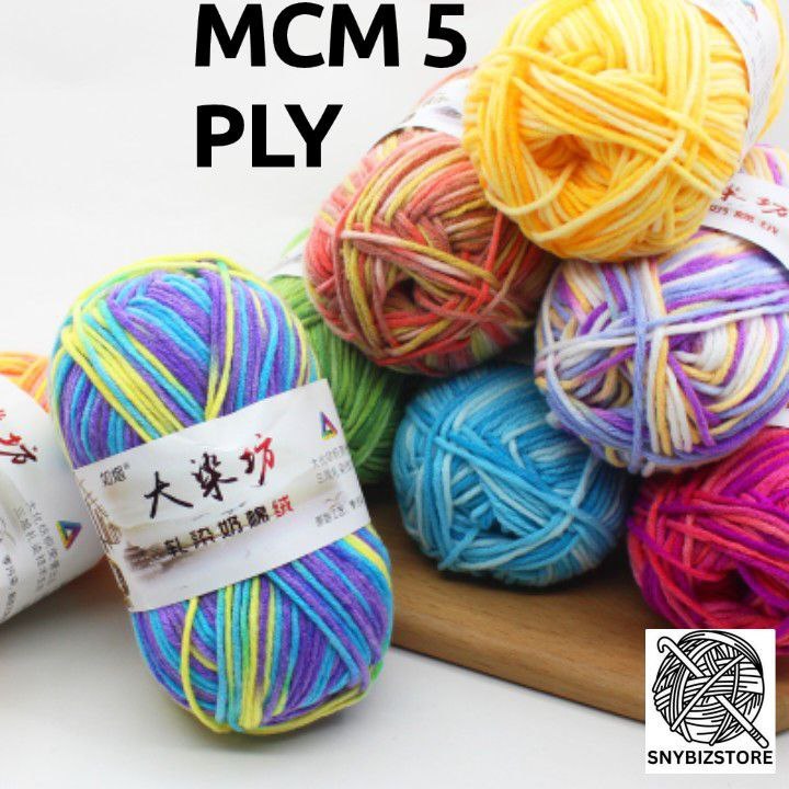 Benang Kait Mixed Colour Crochet Yarn 5 Ply READY STOCK (MCM5P-01 ...