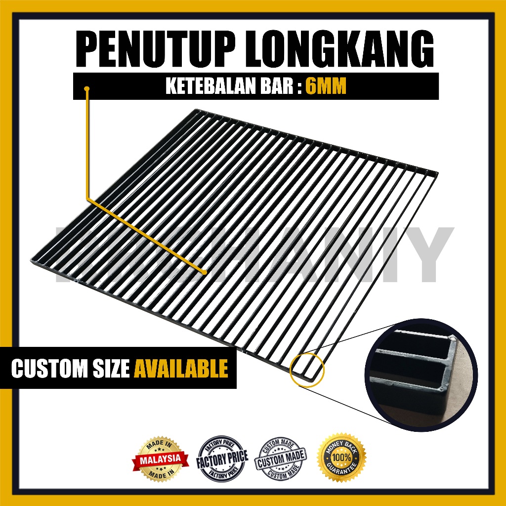 Drain Cover (Heavy Duty) Penutup Longkang Besi Sump Grating Support 4 ...