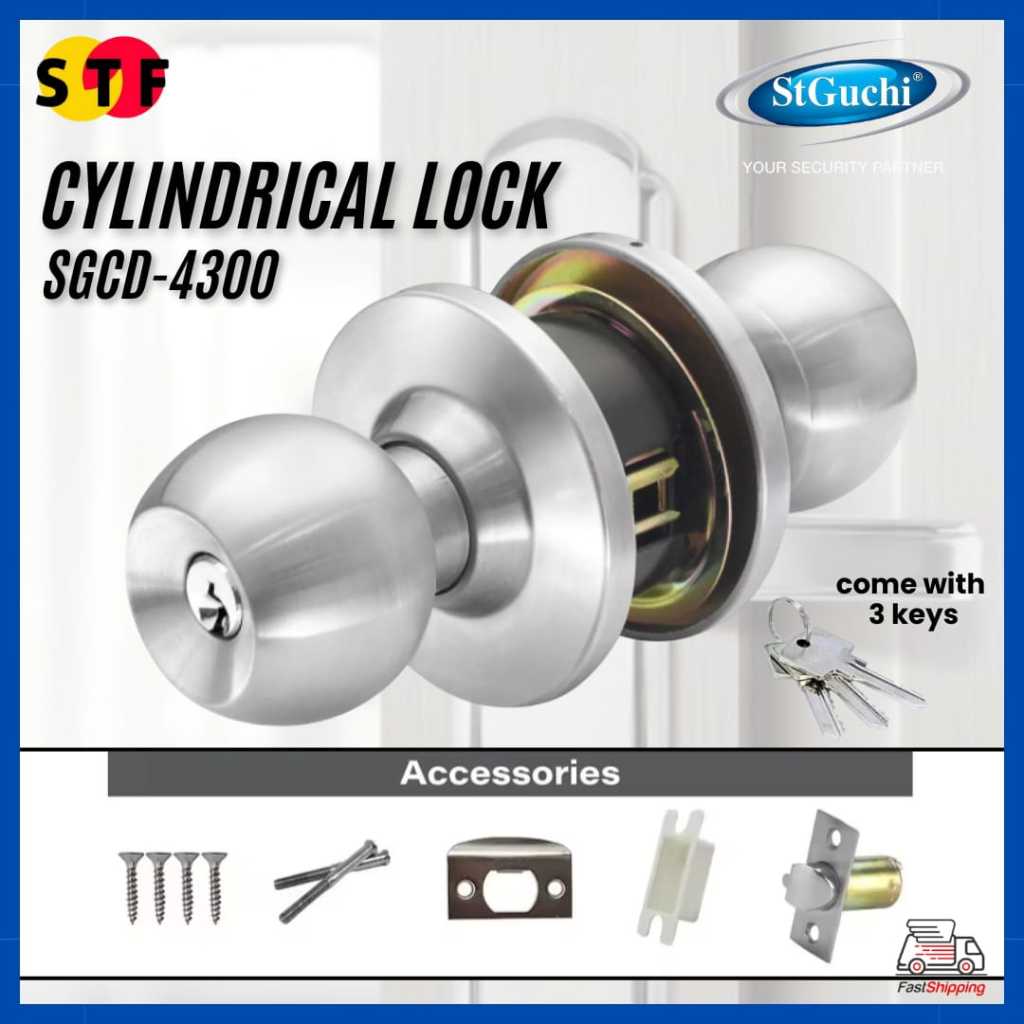 St Guchi Cylindrical Door Knob Lock Set SGCD 4300 | Tombol Pintu Bilik ...