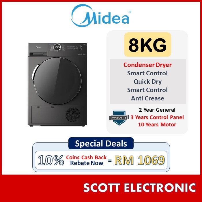 (FREE DELIVERY) Midea 8KG Smart Control Condenser Dryer Condensing ...