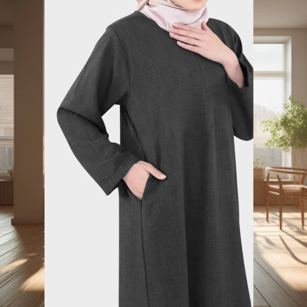 Muslimah Poket Baju Labuh dan Seluar long suit set with Poket Ironless ...