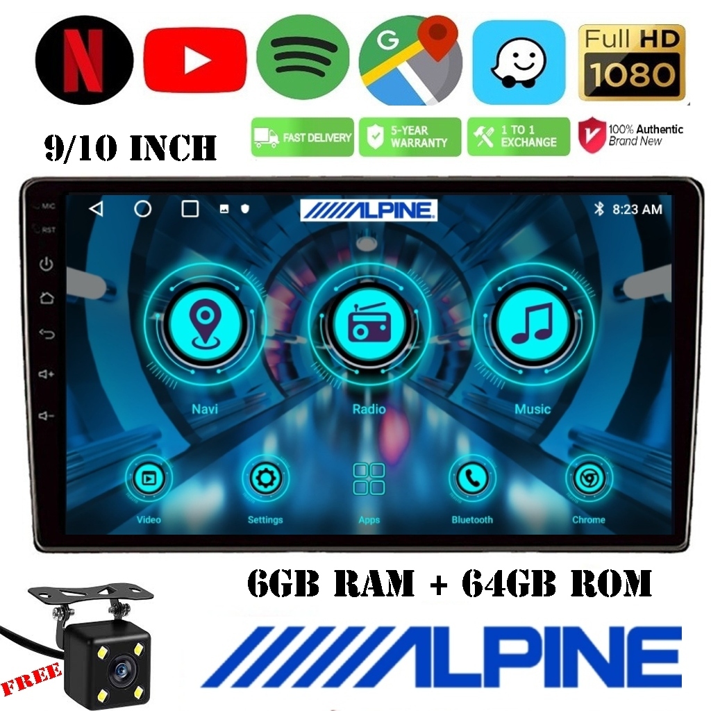 [6GB RAM + 64GB ROM] QLED Alpine Android Player 9"10 inch Quad Core Car ...