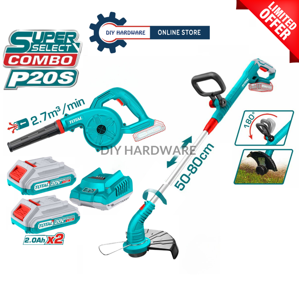 TOTAL Li-ion Grass Trimmer + Blower Combo | Shopee Malaysia