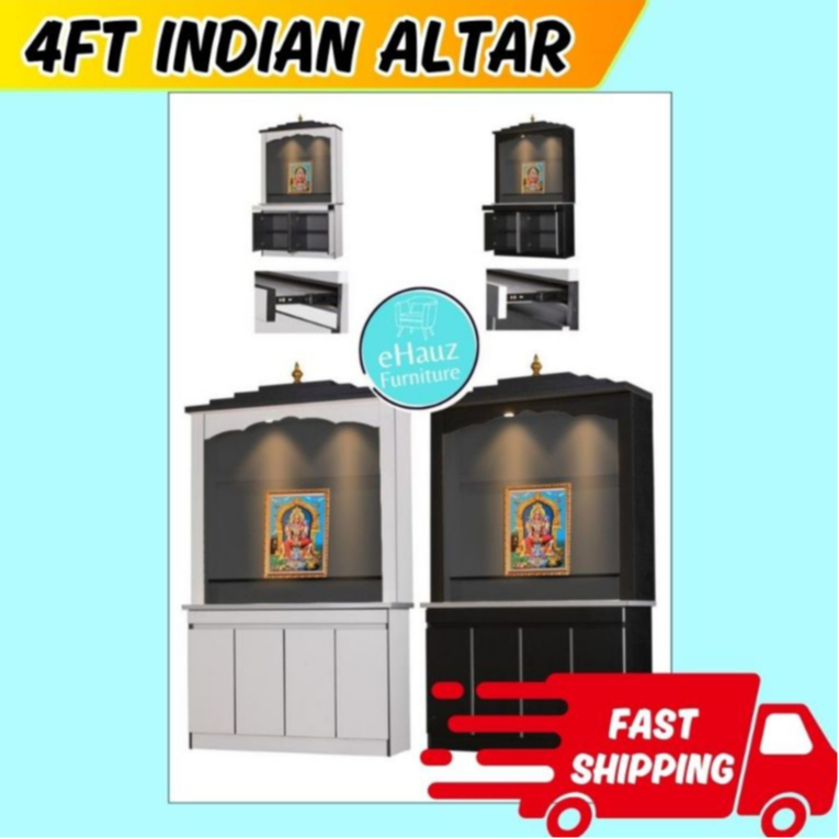 eHauz beautiful 4ft plywood Indian Prayer Altar- Almari Sembahyang ...