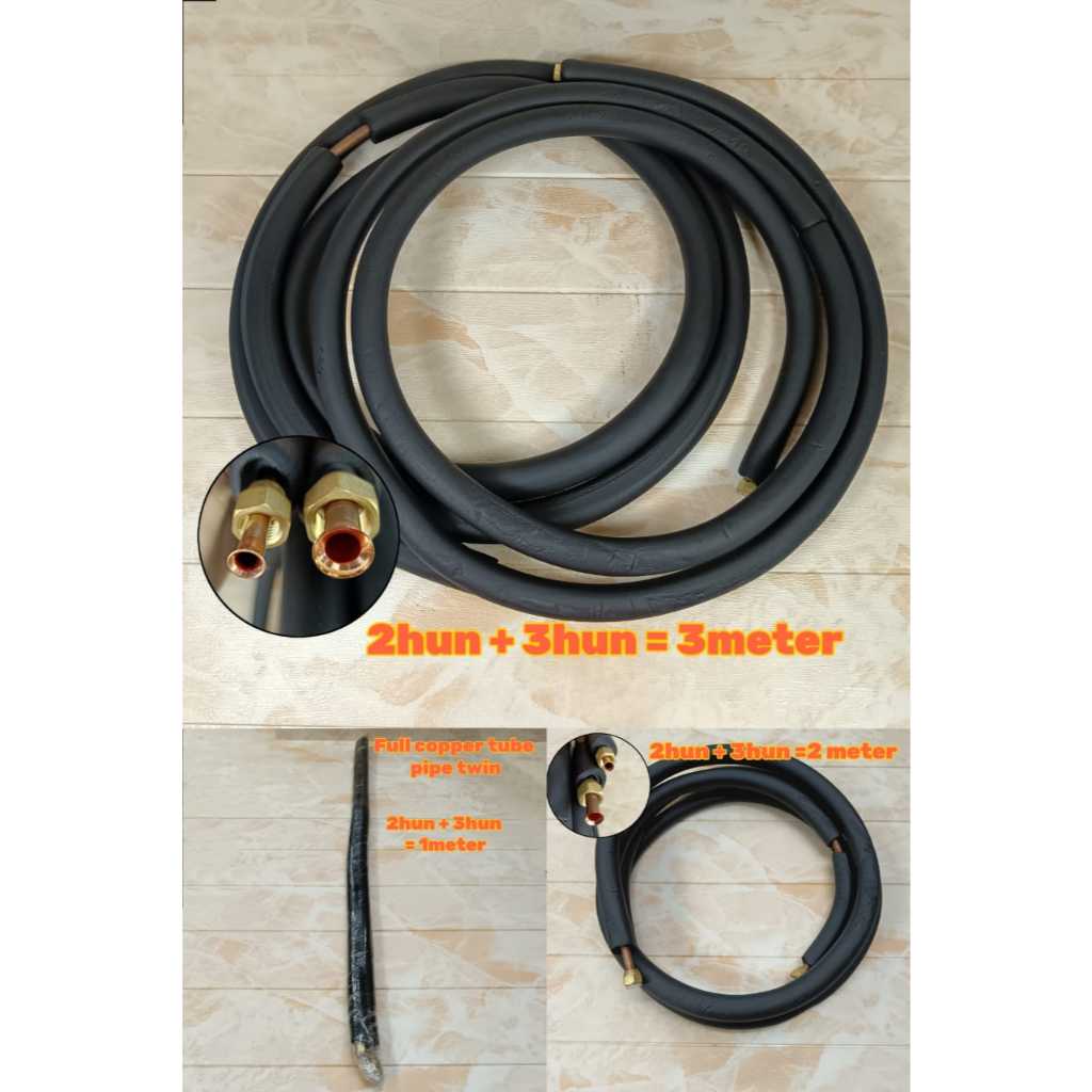 2hun + 3hun 3/2/1m copper tube insulated twin aircond gas hose part ...
