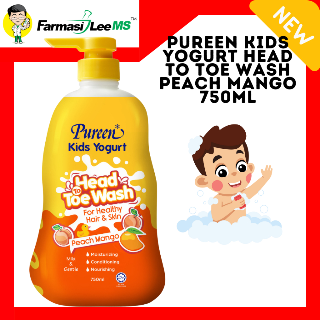 Pureen Kids Yogurt Head To Toe Wash Peach Mango 750ml (Exp 08/2027 ...