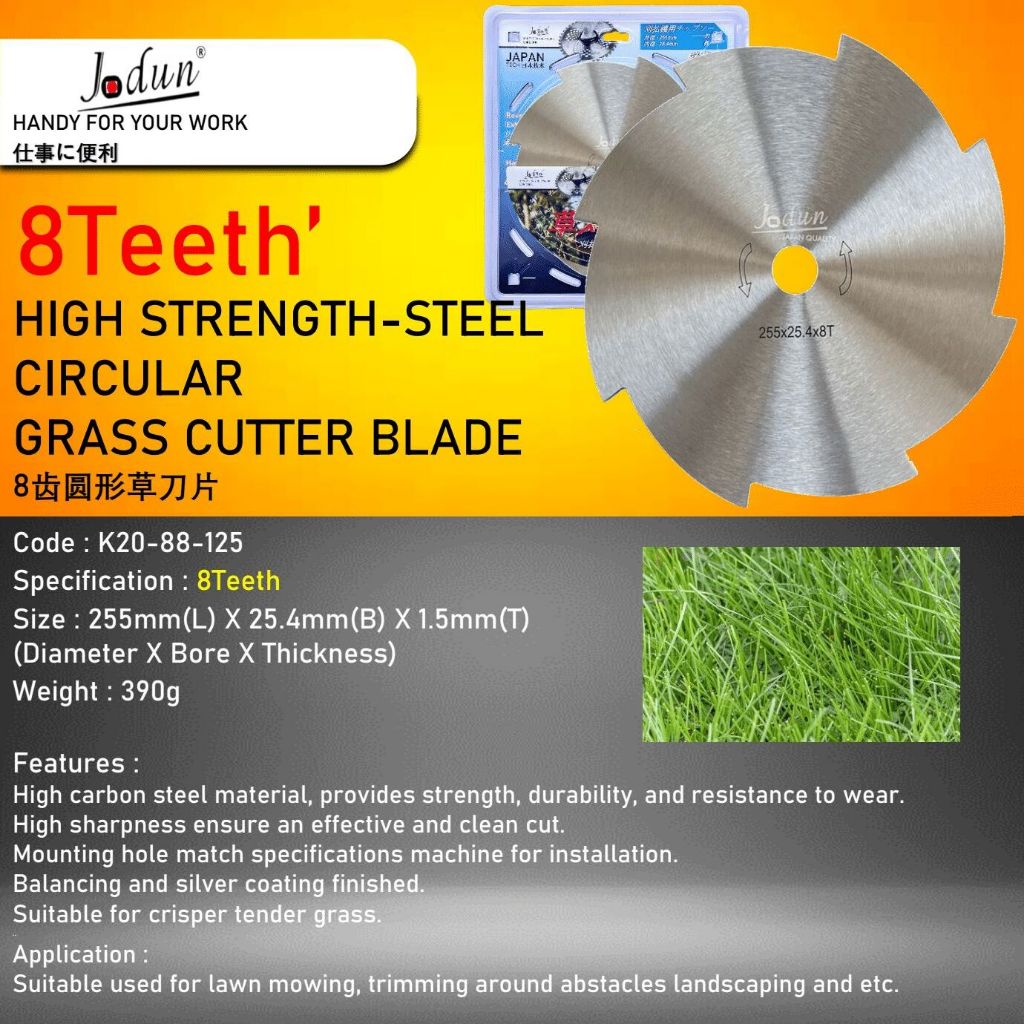 JODUN Jenama (10" X 8T) Bilah Mesin Rumput Bulat Tahan Karat ...