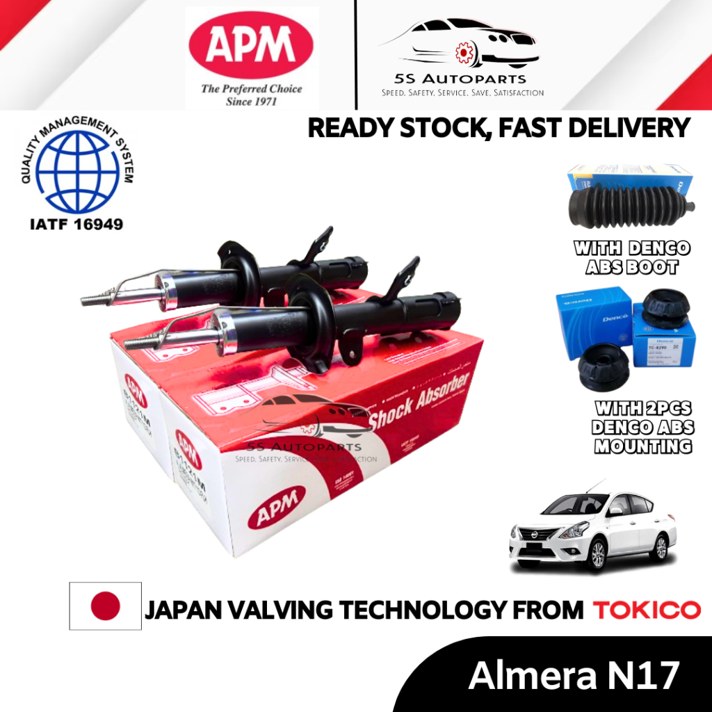 APM Nissan Almera N17 (2013-2020) Front & Rear Gas Absorber Set With ...