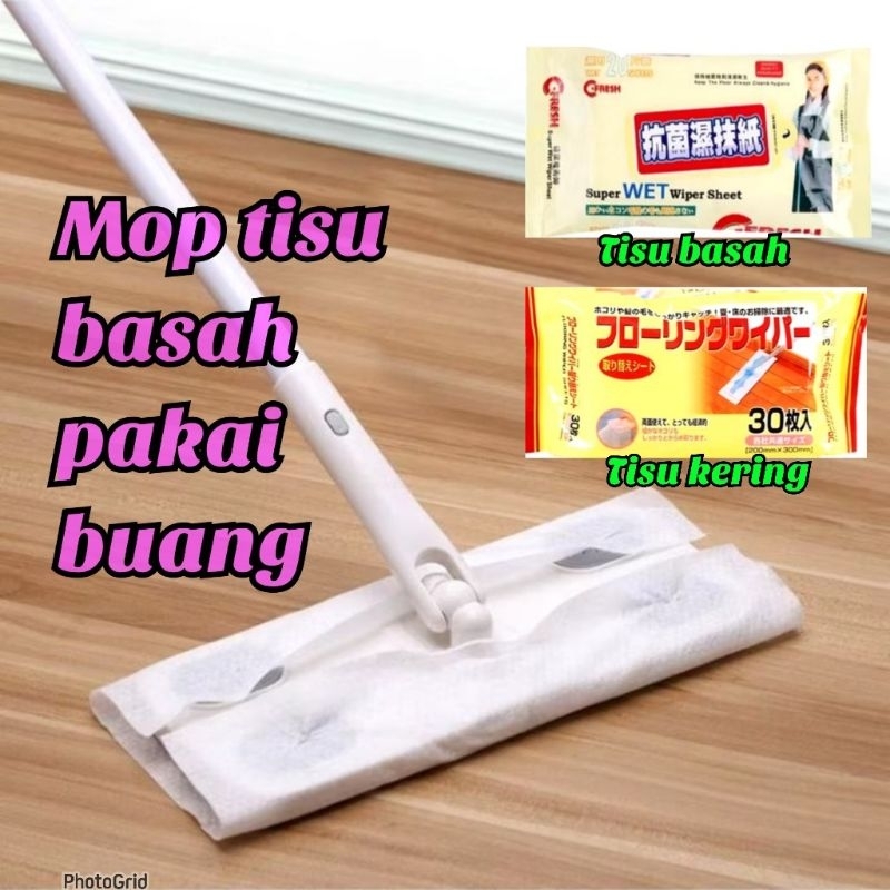 Mop tisu basah pakai buang set floor mop dust removal disposable wet ...