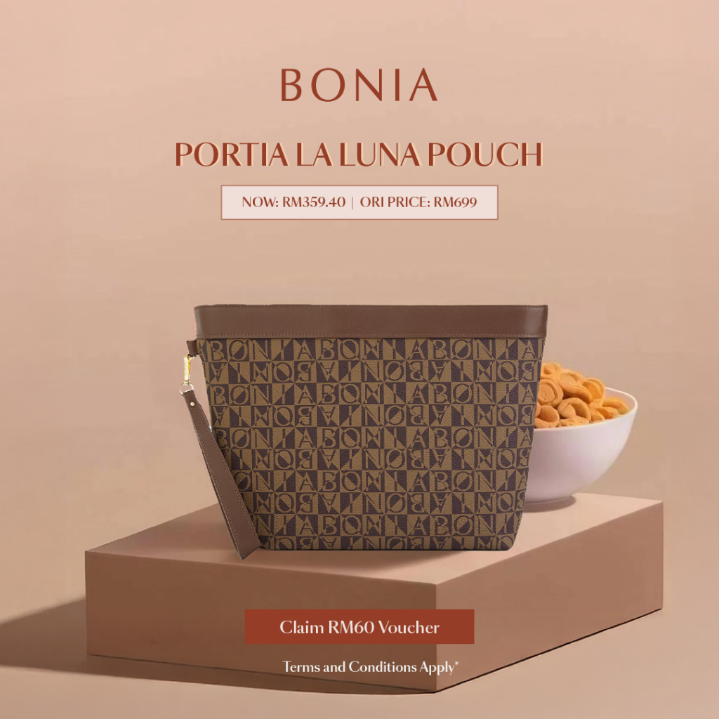 Bonia Brown Portia Monogram Pouch | Beg Kecil | Shopee Malaysia