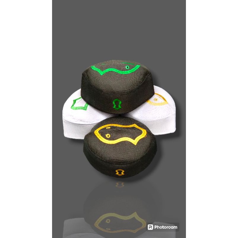 Kopiah Capal Nabi Logo Putih Hitam Emas Gold Tebal Dewasa Budak Lelaki ...