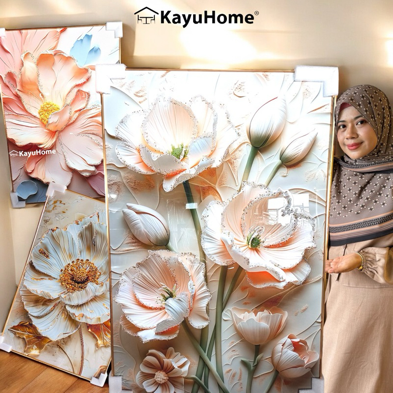 Frame Lukisan Bunga Hiasan Dinding Beserta Diamond Flower Painting ...