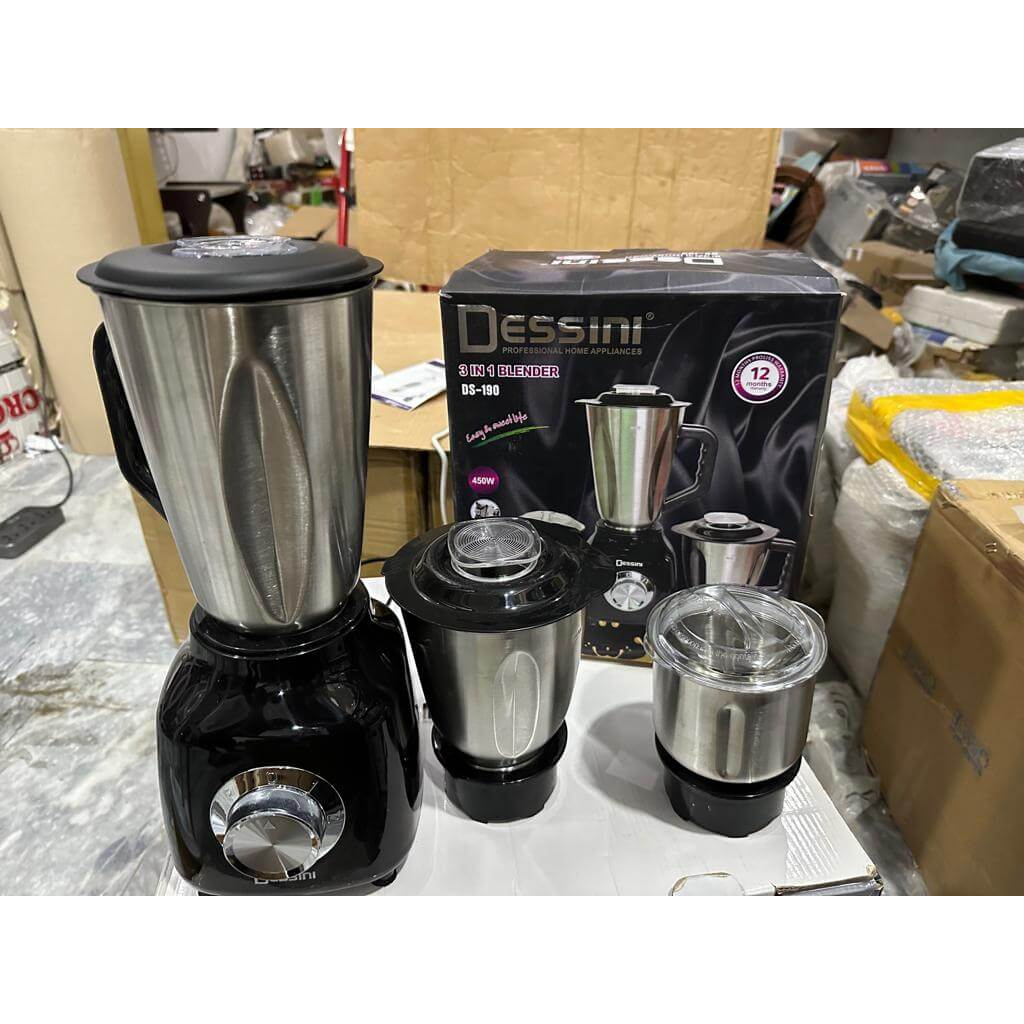 💯% Original, DESSINI DS-190 3 IN 1 Blender + Grinder 450W Mixer with 3D ...