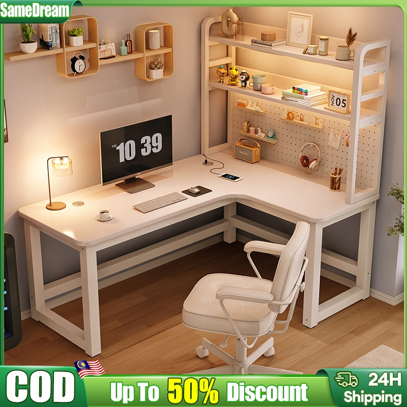 L Shape Study Table& Computer Desk Writing Table Office Table Meja ...