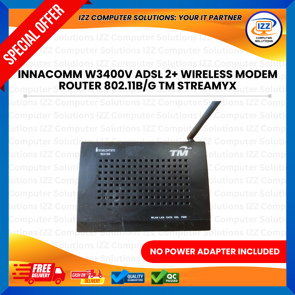 INNACOMM W3400V ADSL 2+ WIRELESS MODEM ROUTER 802.11B/G TM STREAMYX ...
