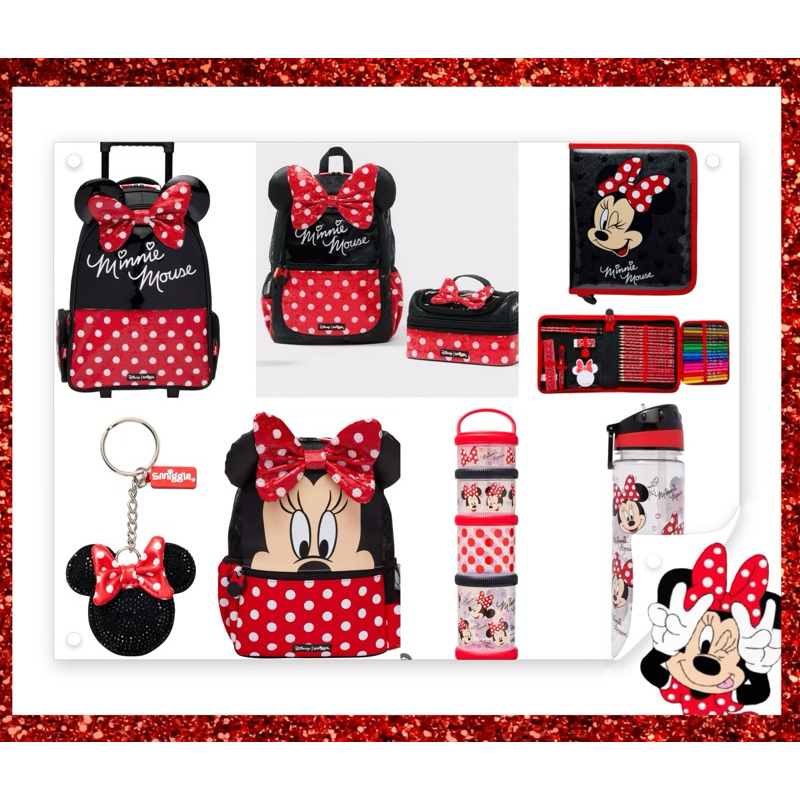 Smiggle Mickey Minnie Mouse School Supplies Series Backpack, Bottle ...