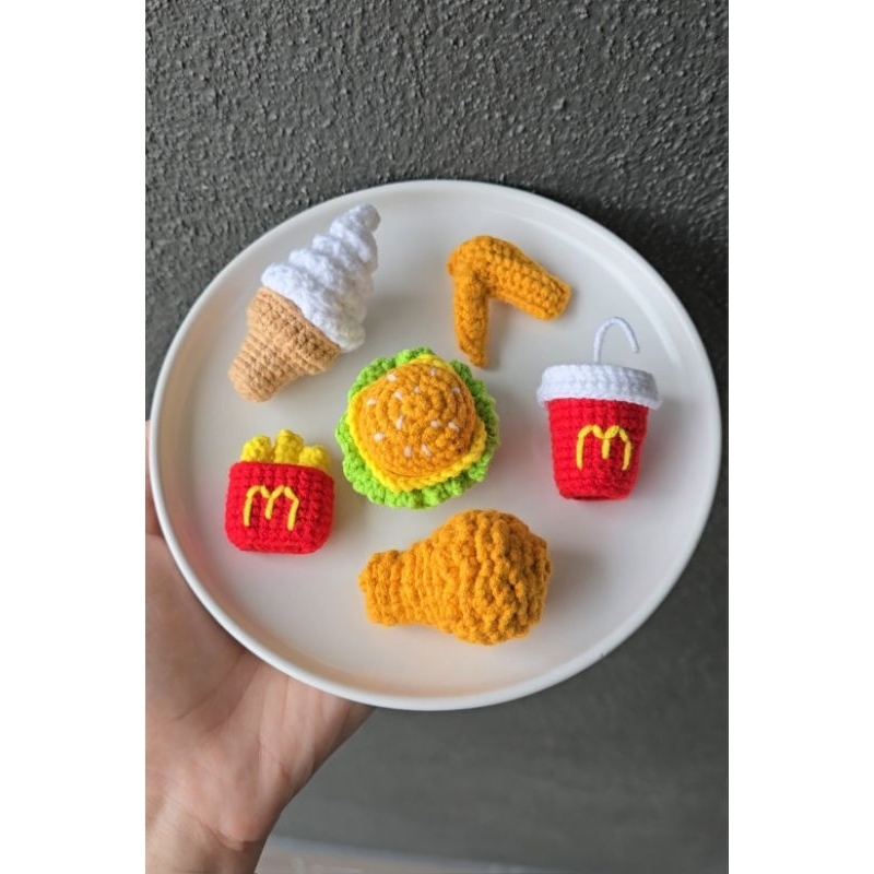 Handmade Crochet McDonald's Fast Food Fries Coke Ice-cream Burger ...