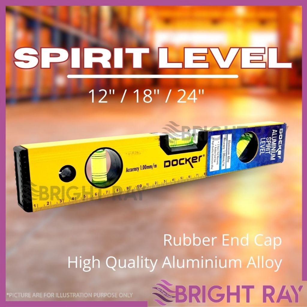 DOCKER 12"/18"/24" Spirit Level Bubble Tube Measure Ruler 45-Degree ...
