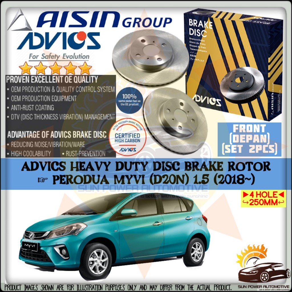 AISIN ADVICS Heavy Duty Perodua Myvi D20 D20N 1.5 (2018~) Brake Disc ...