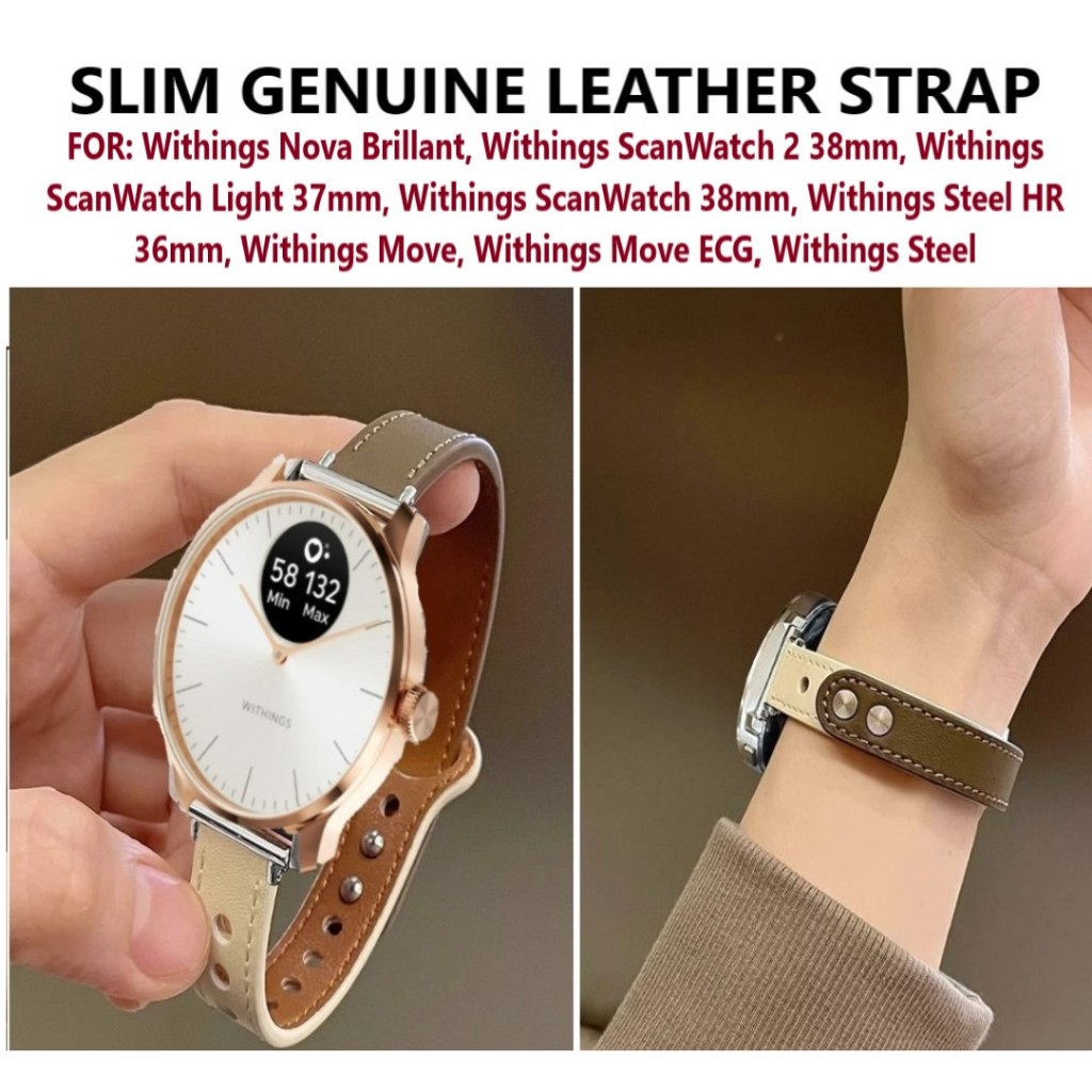Ready Stock] Genuine Slim Leather Strap - Watch Withings Nova Brillant ...