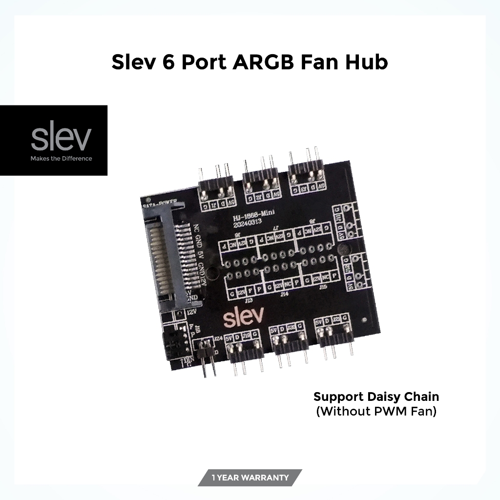 Slev 6 Port ARGB Fan Hub support Motherboard aRGB sync | Shopee Malaysia