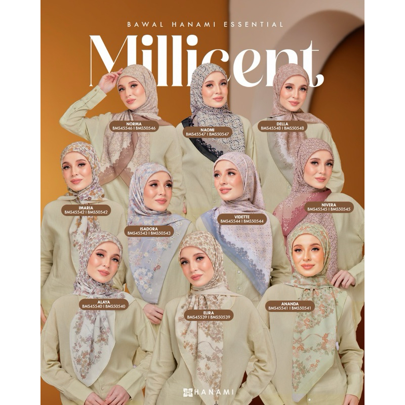 Bawal Millicent Collection Hijabs by Hanami Bawal Printed Essentials | Shopee Malaysia