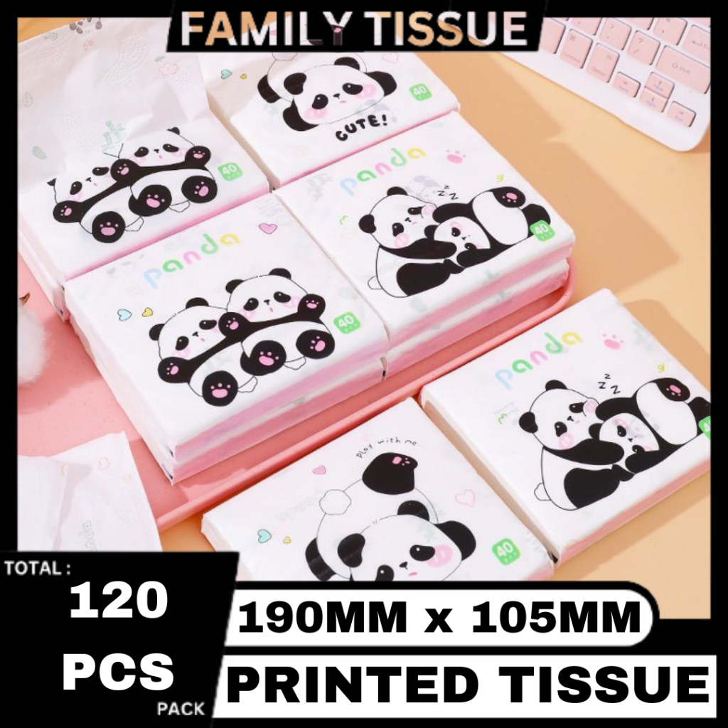 120pcs Cute panda Series Printed Pocket Tissue tisu printed murah ...