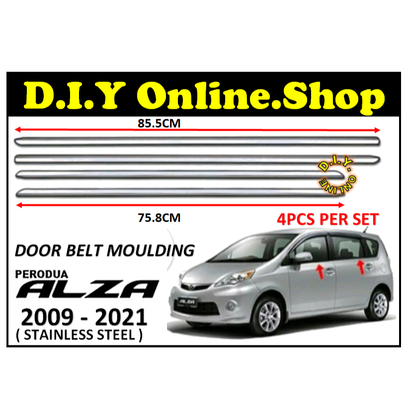 PERODUA ALZA 2009 -2021 Stainless Steel Lining Belt Moulding (Door Trim ...