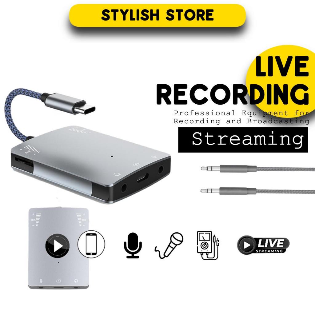 Type C Live Streaming Recorder Converter USB C Sound Card 3.5mm Aux ...