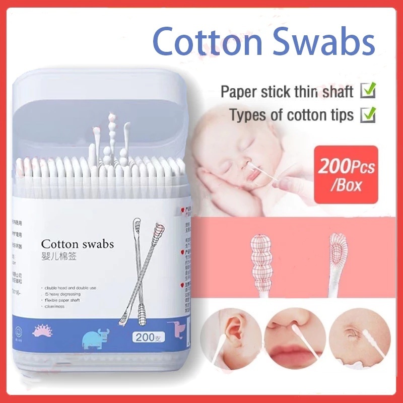 200Pcs Baby Safe Disposable Cotton Swabs Double Head Cotton Buds Cotton ...