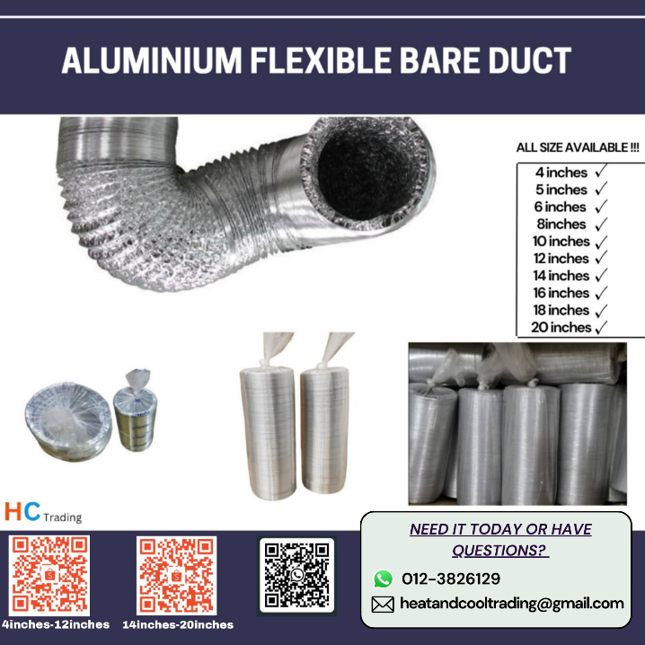 Aluminium Flexible Bare Duct 10m [All sizes available!] (4 inches to 12 inches) | Shopee Malaysia