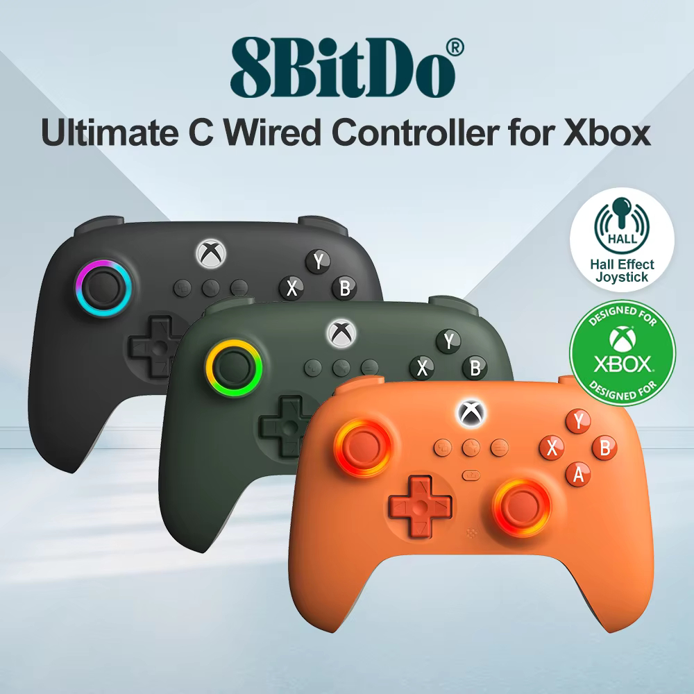 8BitDo Ultimate C Wired Gaming Controller, RGB Lighting Fire Ring XBOX ...